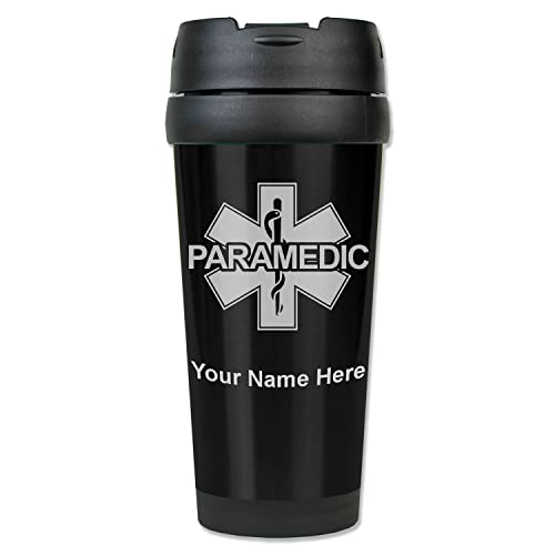 LaserGram 16oz Coffee Travel Mug, Paramedic, Personalized Engraving Included (Black)