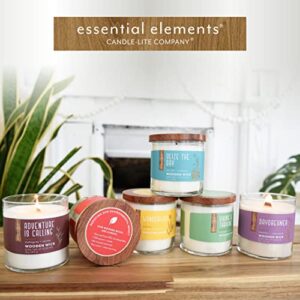 Essential Elements by Candle-Lite Company Wood Wick Scented Candle, Seize The Day, One 16 oz. Single-Wick Aromatherapy Candle with 50 Hours of Burn Time, White