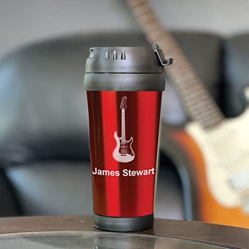 LaserGram 16oz Coffee Travel Mug, Barber Shop Pole, Personalized Engraving Included (Red)