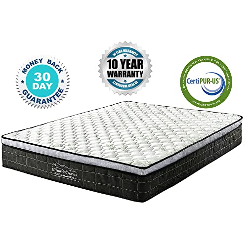 Swiss Ortho Sleep, 12'' Inch Memory Foam and Innerspring Hybrid Medium-Firm Plush Mattress/Bed-in-a-Box/Pressure Relieving Bliss, Queen, White