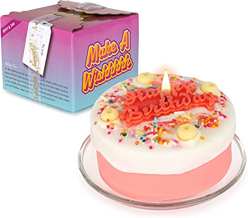 Happy Birthday Gift Cake Candle - Beautiful Cute Cool 10 oz Bday Scented Candle ~ Looks Like a Real Cake ~ Presented in a Stylish Gift Box ~ 100% Soy Wax (Does Not Include Glass Tray)