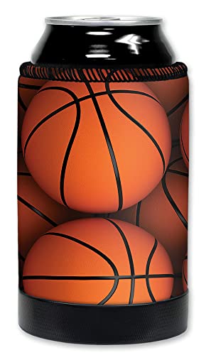 Mugzie Deluxe Can Cooler (Made in USA) - Premium Neoprene Wetsuit Material Beverage Can or Bottle Insulator for 12oz Soda Drink Beer Cans - Basketballs