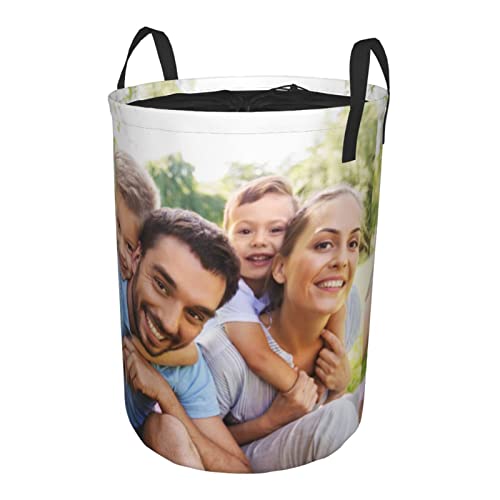 Custom Picture Laundry Baskets for Adults Kids, Customized Photo Canvas Collapsible Large Dirty Clothes Storage Basket Organizer Laundry Living Room Bedroom M（21.6x16.5 in）