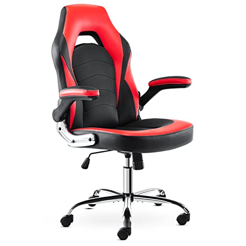 JHK Gaming Chair - Office Chair Desk Chairs with Wheels Computer Chair with Flip-up Armrest and Height Adjustable Swivel Chair Splicing PU Leather Chair Home Office Chair with Lumbar Support