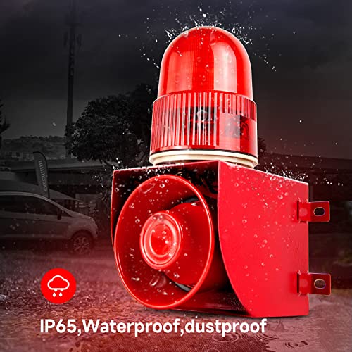 Industrial Sound and Light Alarm Siren - LED Strobe Warning Light 120dB Loud Horn Outdoor Security Siren 25W AC110V