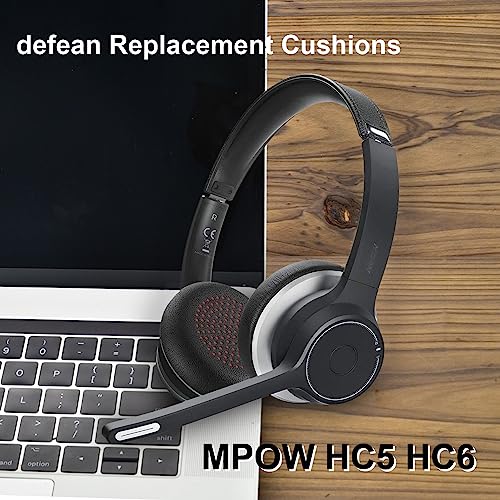 HC5 HC6 Ear Pads - defean Replacement Ear Cushion Cover Compatible with MPOW HC5 HC6 Noise Cancelling Headphones,Softer Leather,High-Density Noise Cancelling Foam