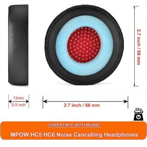 HC5 HC6 Ear Pads - defean Replacement Ear Cushion Cover Compatible with MPOW HC5 HC6 Noise Cancelling Headphones,Softer Leather,High-Density Noise Cancelling Foam