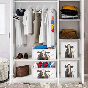 Kigai Funny Farm Cow Cube Storage Bins - 11x11x11 In Large Foldable Storage Basket Fabric Storage Baskes Organizer for Toys, Books, Shelves, Closet, Home Decor