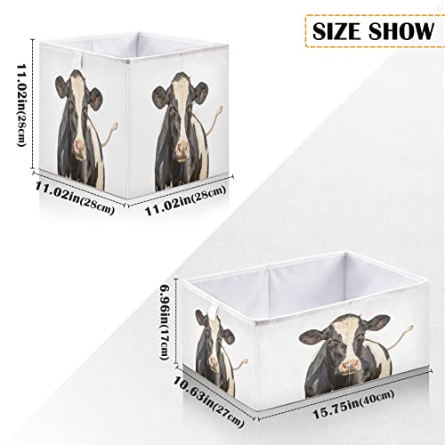 Kigai Funny Farm Cow Cube Storage Bins - 11x11x11 In Large Foldable Storage Basket Fabric Storage Baskes Organizer for Toys, Books, Shelves, Closet, Home Decor