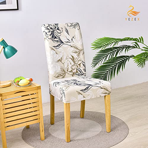 YEZEX Chair Covers for Dining Room Set of 2 Stretchable Washable Removable Kitchen Chair Slipcovers Protector for Dining Room, Hotel, Ceremony (Flower Shadow)