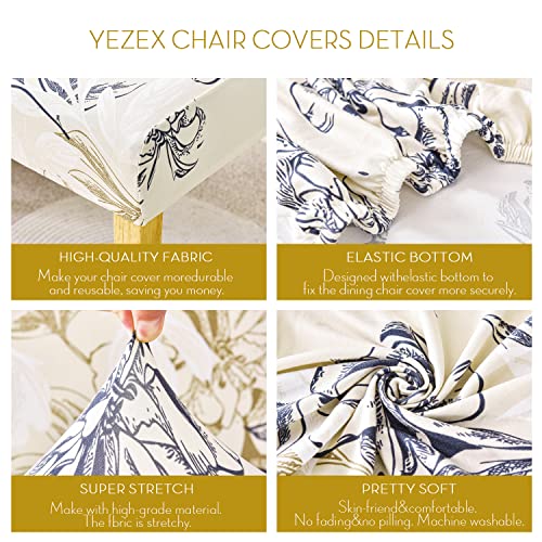 YEZEX Chair Covers for Dining Room Set of 2 Stretchable Washable Removable Kitchen Chair Slipcovers Protector for Dining Room, Hotel, Ceremony (Flower Shadow)