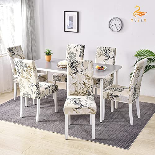 YEZEX Chair Covers for Dining Room Set of 2 Stretchable Washable Removable Kitchen Chair Slipcovers Protector for Dining Room, Hotel, Ceremony (Flower Shadow)