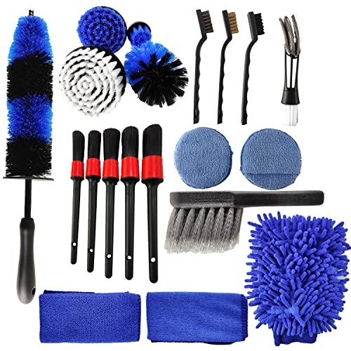 Akumorain Car Wheel Tire Cleaning Brush Set, Car Detailing Kit, Car Detailing Brush Set for Wheels Brush, Rim Brush, Detailing Brushes, Car Drill Detailing Brushes (20 PCS)