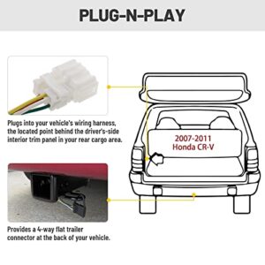 MECMO 4-Pin Trailer Wiring Harness for 2007-2011 Honda CRV, Plug-in Simple Custom-Fit T-Connector 4 Pin Hitch Wiring for Trailer Light Connect