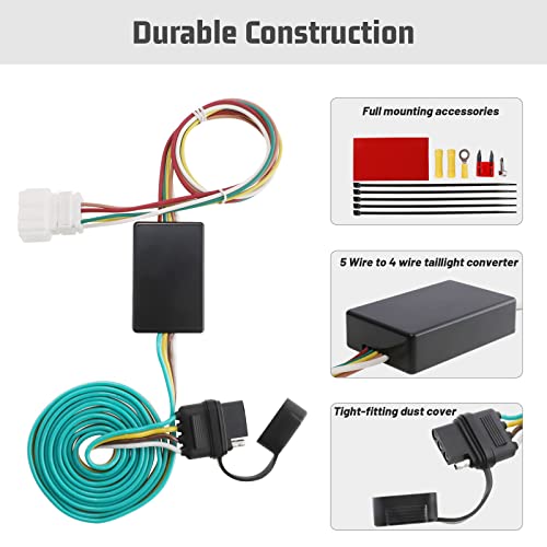 MECMO 4-Pin Trailer Wiring Harness for 2007-2011 Honda CRV, Plug-in Simple Custom-Fit T-Connector 4 Pin Hitch Wiring for Trailer Light Connect