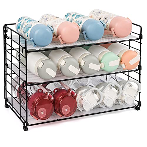 Vidor Adjustable Water Bottle Organizer Storage,3-Tier Wall-Mounted Water Bottle Storage Rack,Water Bottle Organizer for Cabinet,Suitable for Kitchen Countertops, Pantry, Bathroom