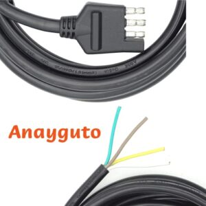 4-Way Trailer Wiring Harness Kits, 10Feet 18AWG 4-Way Plug 4 Pin Male Connector Extension Cable (10Feet)