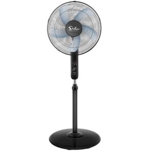 simple deluxe oscillating 16″ adjustable 3 speed pedestal stand fan with remote control for indoor, bedroom, living room, home office & college dorm use, 16 inch, black