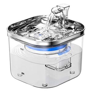 Cat Water Fountain, 68oz/2L 304 Stainless Steel Cats Fountain Water Bowl, Quiet Electric Automatic Pet Water Dispenser with 3 Filters, Pet Drinking Fountains for Cats, Small Dog, Multiple Pets