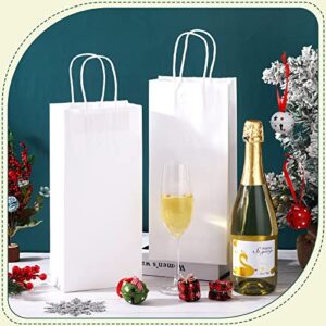 Yexiya Paper Wine Bags with Handle Tote Wine Gift Bags White Kraft Bags for Wine Bottles Gifts Wedding Birthday Housewarming Christmas Party, 6 x 3 x 13 Inch (100 Pcs)