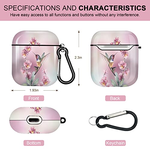 Gyehuo for Airpod Case, Compatible with Apple AirPods 2nd & 1st Generation Case (Flower Hummingbird)