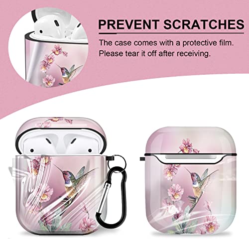 Gyehuo for Airpod Case, Compatible with Apple AirPods 2nd & 1st Generation Case (Flower Hummingbird)