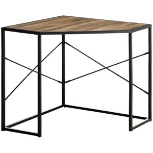 homcom corner desk for small spaces, small computer desk with metal frame, space saving home office desk workstation, black