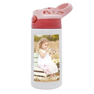 miocloth kids straw water bottle personalized custom photo text gift insulated stainless steel water bottle pop up cold hot thermal leakproof vacuum flask for boy girl