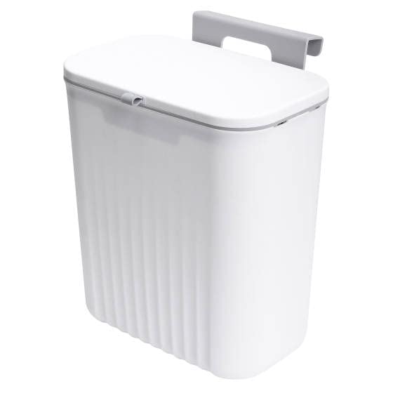 MOFU Kitchen Hanging Trash Can, 2.4 Gallon Compost Bin with Lid for Kitchen Bathroom Living Room, White