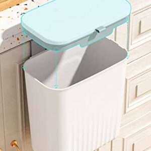 MOFU Kitchen Hanging Trash Can, 2.4 Gallon Compost Bin with Lid for Kitchen Bathroom Living Room, White