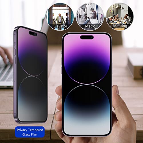 ProCase (2 Pack) iPhone Privacy Screen Protector for iPhone 14 Pro Max 2022, 9H Anti Spy Dark Tempered Glass Screen Film Guard for iPhone 14 Pro Max 6.7 Inch 2022, Case Friendly Bubble Free