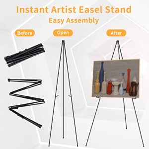 Display Easel Stand for Wedding Sign, 63" Folding Art Easel with Carry Bag, Portable Tripod for Painting, Posters, Signs, Artwork & Trade Exhibitions, Black (1 Pack)