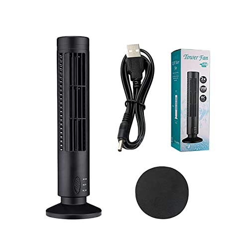 Tower Electric Fan - USB Bladeless Fan Mini Vertical Air Conditioner, Household Humidification Cooling Fan, Porsable Desktop Fan, Air Circulation Coolers for Home Office Bedroom, Black