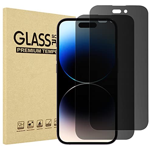 ProCase 2 Pack Privacy Screen Protector for iPhone 14 Pro 2022, 9H Anti Spy Dark Tempered Glass Screen Film Guard for iPhone 14 Pro 6.1 Inch 2022, Case Friendly Bubble Free