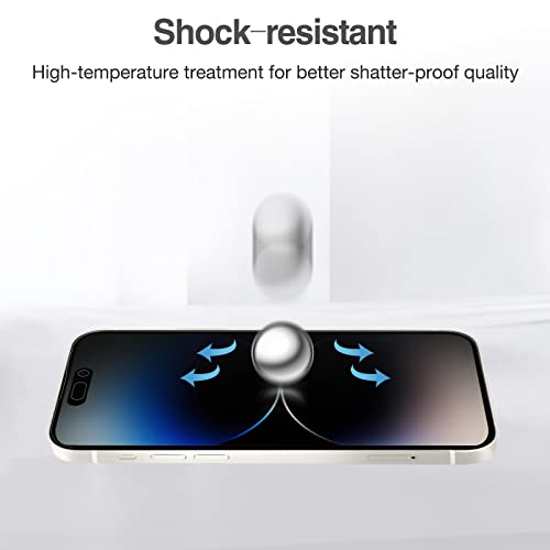 ProCase 2 Pack Privacy Screen Protector for iPhone 14 Pro 2022, 9H Anti Spy Dark Tempered Glass Screen Film Guard for iPhone 14 Pro 6.1 Inch 2022, Case Friendly Bubble Free