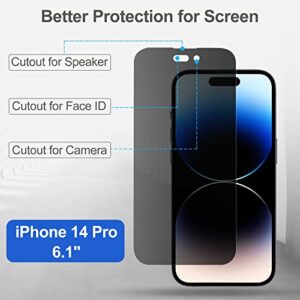 ProCase 2 Pack Privacy Screen Protector for iPhone 14 Pro 2022, 9H Anti Spy Dark Tempered Glass Screen Film Guard for iPhone 14 Pro 6.1 Inch 2022, Case Friendly Bubble Free