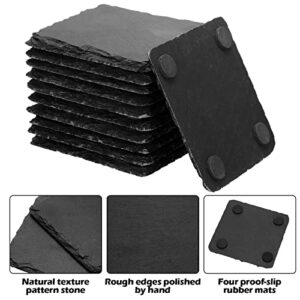 24 Pcs 4X 4 Inch Slate Tile Coasters Bulk for Engraving Black Drink Rough Edge Square Coasters Kitchen for Home Coffee Bar Table