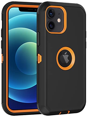 Aimoll-88 for iPhone 12 Case, iPhone 12 Pro Case, with Built in Screen Protector Heavy Duty Drop Protection Shockproof Dust Proof Protective Phone Cover for Apple iPhone 12/12 Pro (Black/Orange)