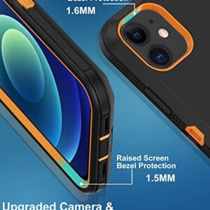 Aimoll-88 for iPhone 12 Case, iPhone 12 Pro Case, with Built in Screen Protector Heavy Duty Drop Protection Shockproof Dust Proof Protective Phone Cover for Apple iPhone 12/12 Pro (Black/Orange)