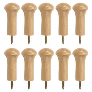 kumgrot 10pcs coat wall hooks wood mushroom hook heavy duty robe hook decorative wall hooks coat pegs hooks for hanging hat towels clothes 5.2cm/2 inch