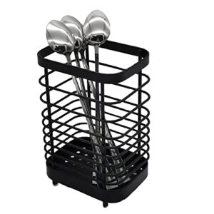 oidium stainless steel utensil holder,utensil crock countertop organizer 6x4x3 in,black utensil holder,metal steel square utensil flatware storage for countertop (large)