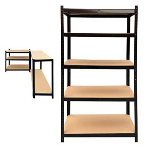 bowoshen storage shelves 5-tier 77in height garage shelving unit rack metal shelf heavy duty 386lb load per tier, adjustable utility shelves for garage, warehouse, living room, office (77" black)