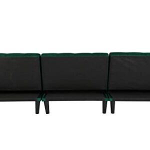 115¡±W Button Tufted Velvet Convertible Sectional Sofa Bed Sleeper with Reversible Chaise & 2 Pillows Indoor Modular Sofa (Green)