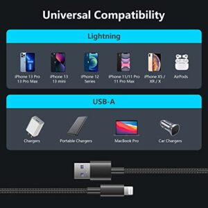 iPhone Charger Cable 3ft Lightning to USB Cables Fast iPhone Charging Cord 5Pack [Apple MFi Certified] Nylon Braided for iPhone 14 Pro Max/iPhone 13 plus/12 Pro/11 Mini/XR/Xs/X/8/7/6S/6/SE/iPad Air