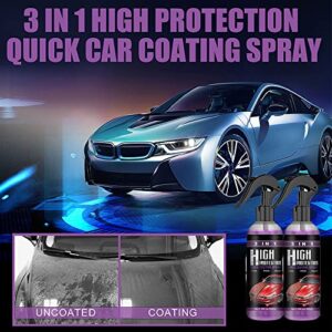 RJDJ 3 in 1 High Protection Quick Car Coating Spray, Extreme Slick Streak-Free Polymer Quick Detail Spray,Quick Coat Car Wax Polish Spray for Cars Easy to Use (3PCS)