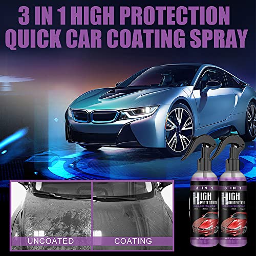 RJDJ 3 in 1 High Protection Quick Car Coating Spray, Extreme Slick Streak-Free Polymer Quick Detail Spray,Quick Coat Car Wax Polish Spray for Cars Easy to Use (3PCS)