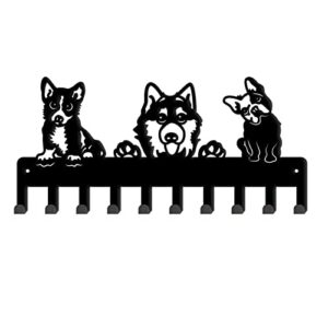 superdant dogs key holder husky decoratice key hook 10 hooks wall mounted shepherd dog key rack hanger bulldog organizer black iron home decor for bag clothes key towel hanging wall decoration