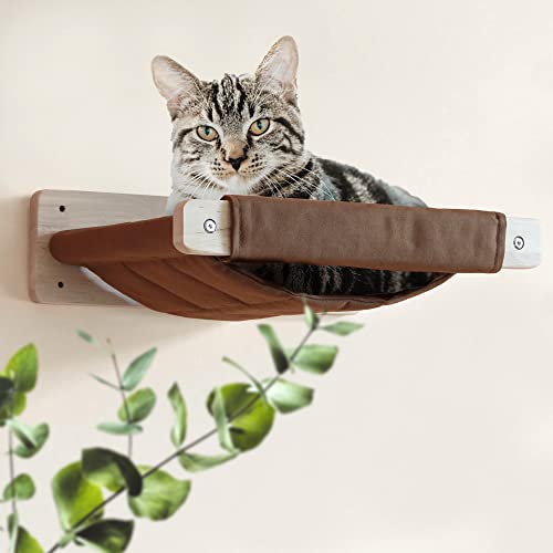 Cat Wall Shelves and Perch for Wall - Cat Wall Hammock with Dual-Sided Steps, Ultimate Wall Mounted Cat Furniture, Cat Ladder, Padded Cushion