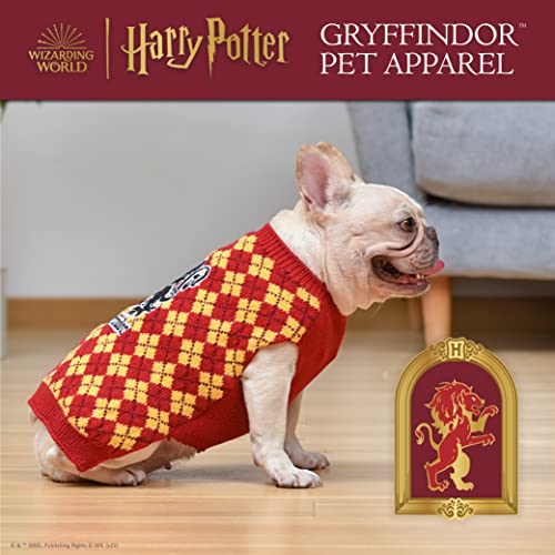 Harry Potter: Gryffindor Pet Sweater - Size Small | Harry Potter Costumes for Dogs| Harry Potter Dog Apparel & Accessories for Hogwarts Houses, Gryffindor,Red