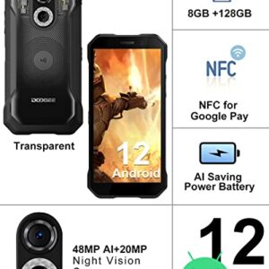 DOOGEE S61 PRO Rugged Smartphone (2022) - 20MP Night Vision Unlocked Android Phones - 8GB+128GB - Android 12 - IP68 Waterproof Rugged Phone Outdoor- 5180mAh Battery - 6.0" IPS HD- Dual SIM 4G - NFC